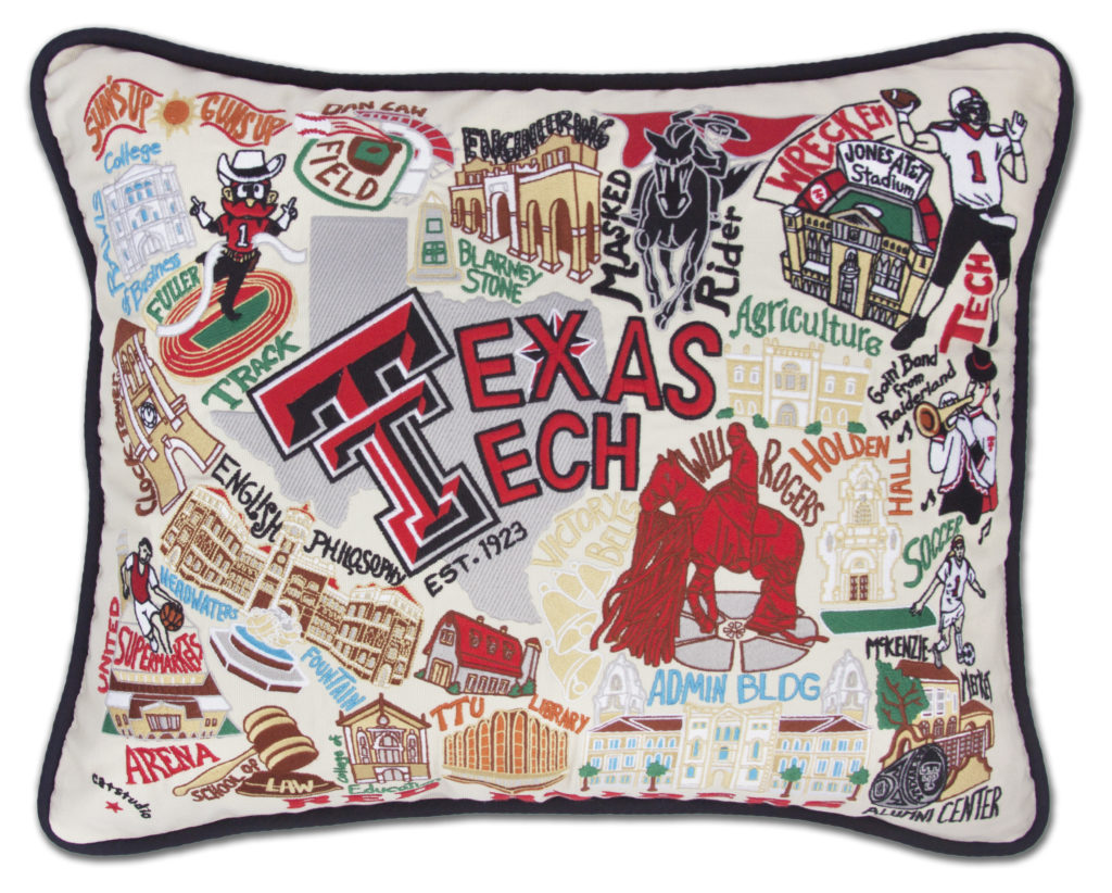 Texas Tech Embroidered Pillow - Cornelia Park