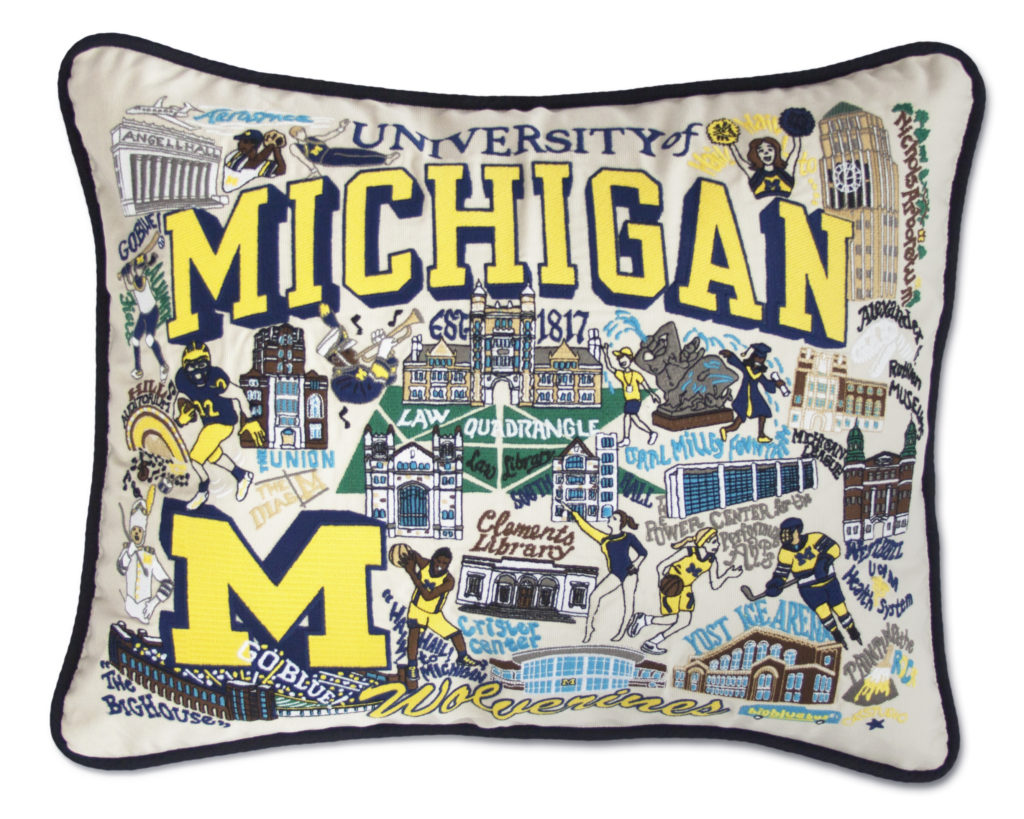 University of Michigan Embroidered Pillow - Cornelia Park